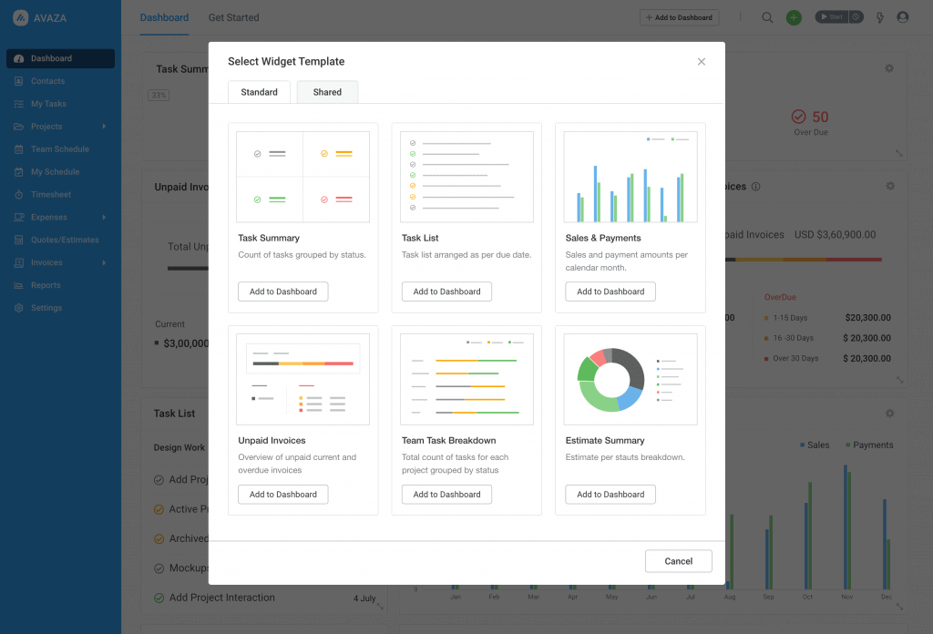 Avaza's new drag-drop Dashboard - Avaza.com