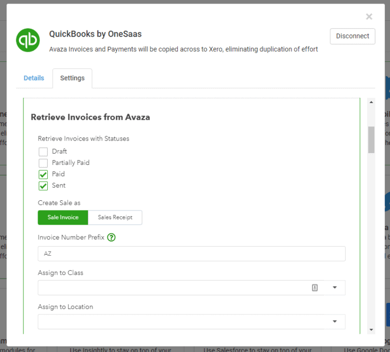 Sync Avaza Invoices with QuickBooks Online