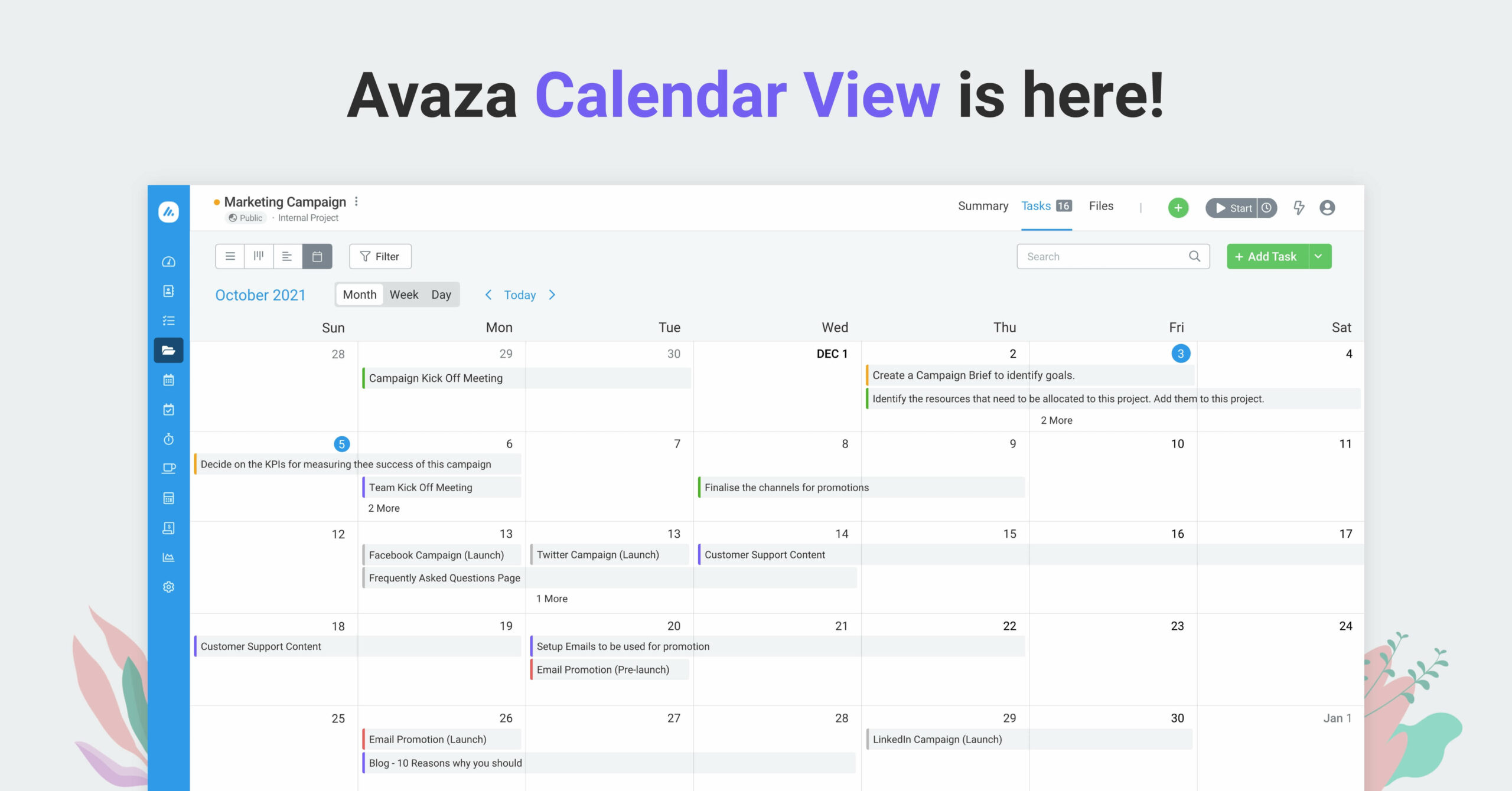 Avaza Calendar View - Avaza.com
