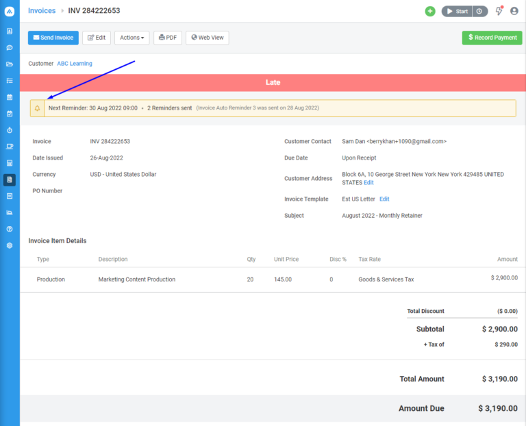 Invoice Auto Reminders - Avaza.com